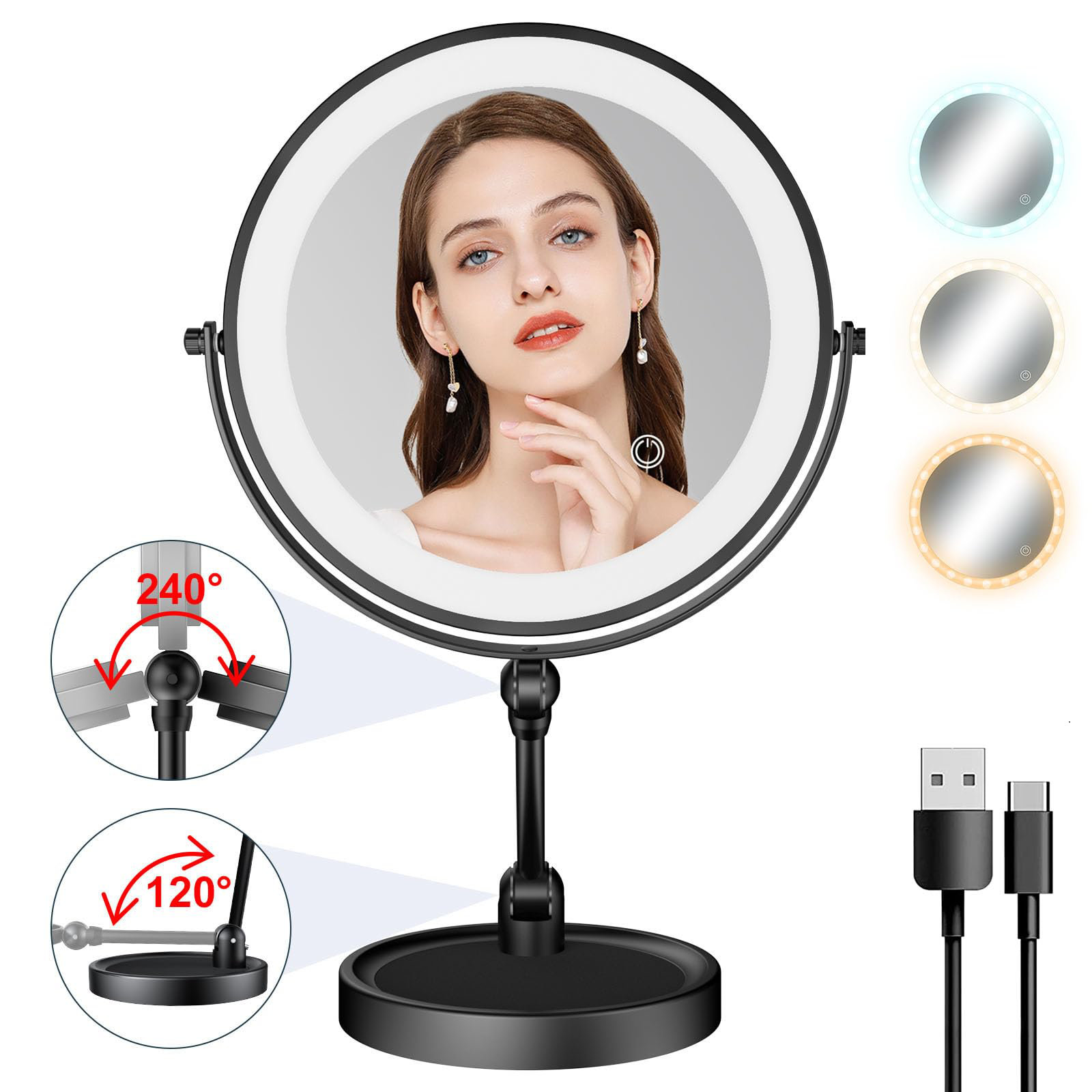 Symple Stuff Lighted Makeup Mirror [Brightness Enhanced Version], Real ...